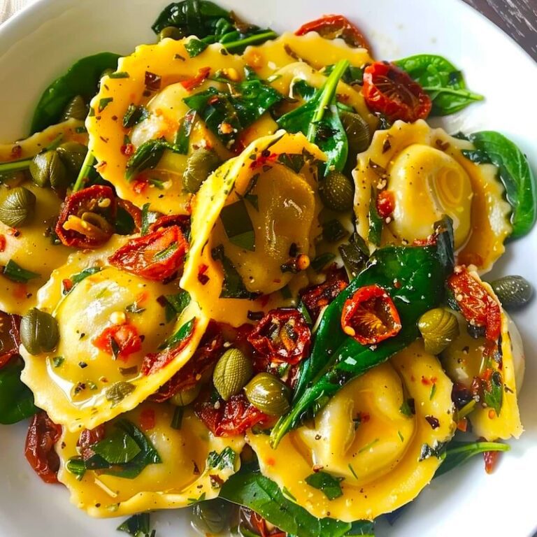 Italian Ravioli with Spinach, Artichokes, Capers, and Sun-Dried ...